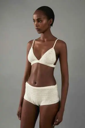 HEIRLOME Agnes Bralette Crochet Bikini Top - Ivory