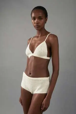 HEIRLOME Agnes Bralette Crochet Bikini Top - Ivory