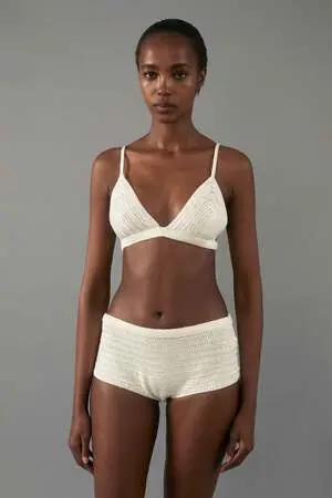 HEIRLOME Agnes Bralette Crochet Bikini Top - Ivory