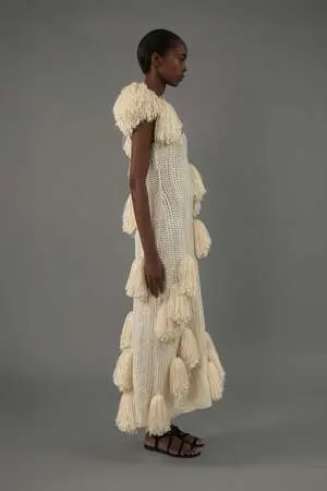 HEIRLOME Heirloom Handcrafted Pom-pom Knit Maxi Dress