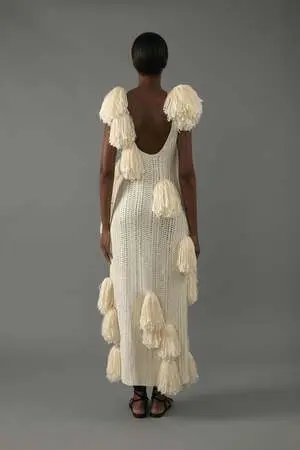 HEIRLOME Heirloom Handcrafted Pom-pom Knit Maxi Dress