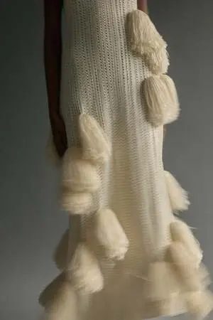 HEIRLOME Heirloom Handcrafted Pom-pom Knit Maxi Dress