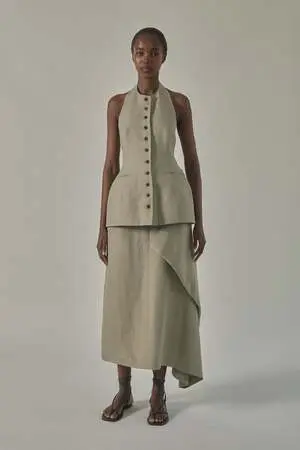 HEIRLOME Augusta Skirt In Linen - Sage