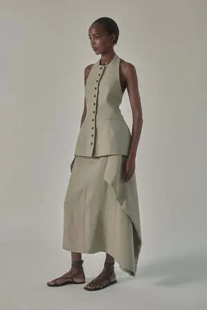HEIRLOME Augusta Skirt In Linen - Sage