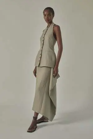 HEIRLOME Augusta Skirt In Linen - Sage