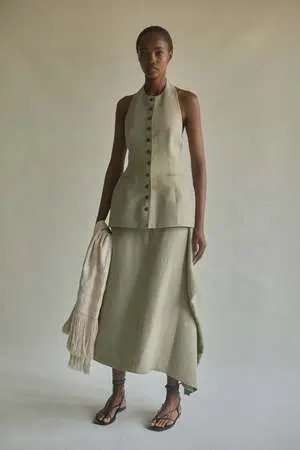 HEIRLOME Augusta Skirt In Linen - Sage