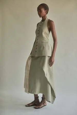 HEIRLOME Augusta Skirt In Linen - Sage