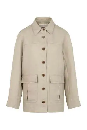 HEIRLOME Barn Jacket In Italian Compact Linen - Sage