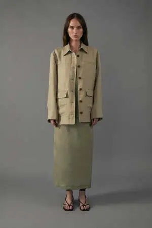 HEIRLOME Barn Jacket In Italian Compact Linen - Sage