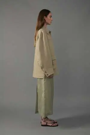 HEIRLOME Barn Jacket In Italian Compact Linen - Sage