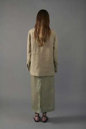 HEIRLOME Barn Jacket In Italian Compact Linen - Sage