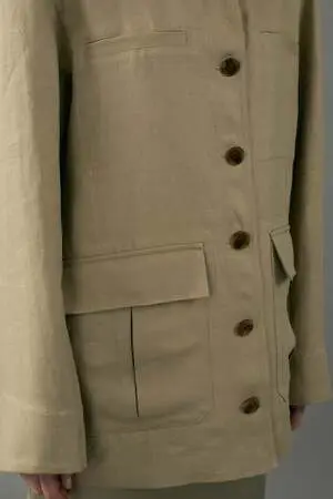 HEIRLOME Barn Jacket In Italian Compact Linen - Sage