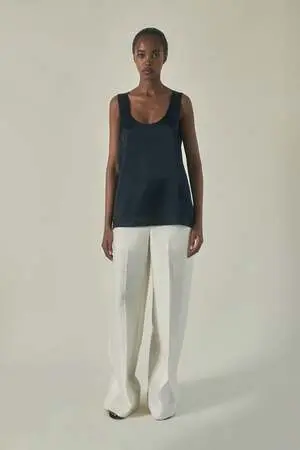 HEIRLOME Elaine Silk Satin Tank Top - Black