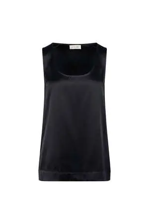 HEIRLOME Elaine Silk Satin Tank Top - Black