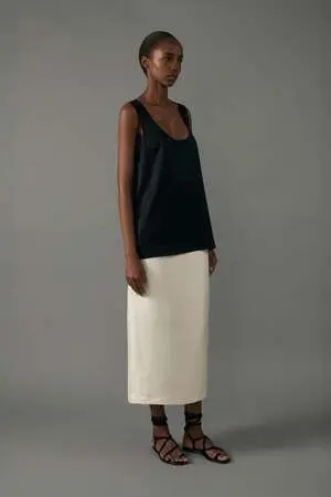 HEIRLOME Elaine Silk Satin Tank Top - Black