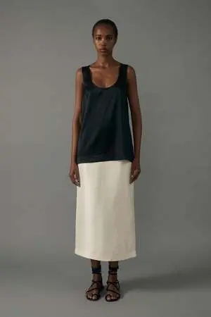 HEIRLOME Elaine Silk Satin Tank Top - Black