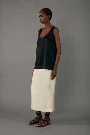 HEIRLOME Elaine Silk Satin Tank Top - Black