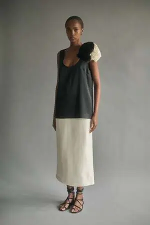 HEIRLOME Elaine Silk Satin Tank Top - Black