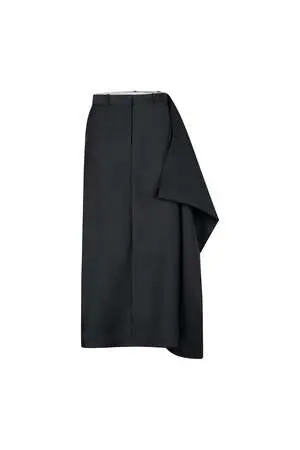 HEIRLOME Augusta Asymmetrical Draped Skirt In Silk Wool - Black