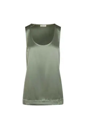 HEIRLOME Elaine Top In Double-faced Silk Satin - Moss