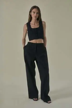 HEIRLOME Pamela Cropped Silk Wool Faille Top
