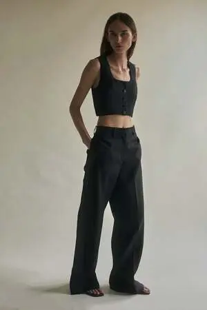 HEIRLOME Pamela Cropped Silk Wool Faille Top