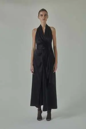 HEIRLOME Barbara Halterneck Dress In Double-face Silk Satin