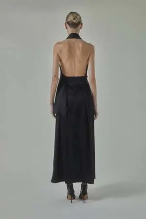 HEIRLOME Barbara Halterneck Dress In Double-face Silk Satin
