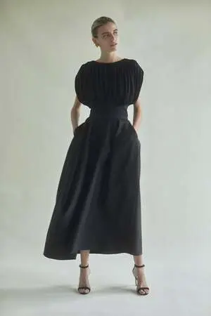 HEIRLOME Karla Midi Skirt In Italian Silk-wool Faille