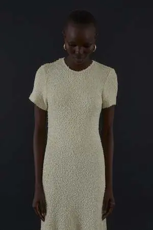 HEIRLOME Julia Dress: Short Sleeve Midi Dress In Fsc Certified Viscose Boucle