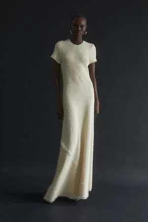 HEIRLOME Julia Dress: Short Sleeve Midi Dress In Fsc Certified Viscose Boucle