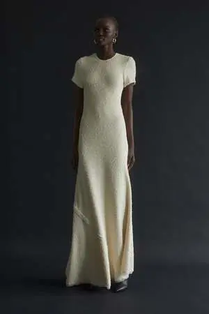 HEIRLOME Julia Dress: Short Sleeve Midi Dress In Fsc Certified Viscose Boucle