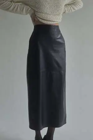 HEIRLOME Lexi Leather Midi Skirt - Black