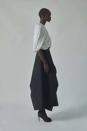 HEIRLOME Marie Asymmetrical Draped Silk Top - Ivory
