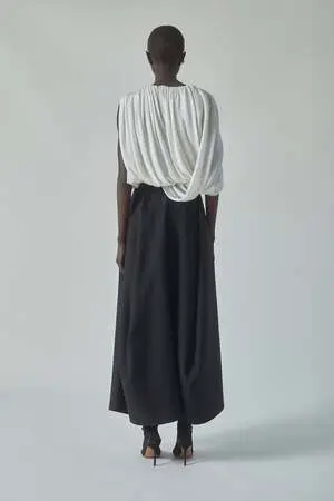 HEIRLOME Marie Asymmetrical Draped Silk Top - Ivory