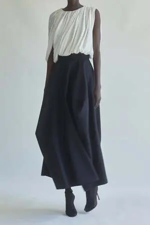 HEIRLOME Marie Asymmetrical Draped Silk Top - Ivory