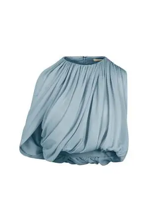 HEIRLOME Asymmetrical Draped Silk Top - Sky