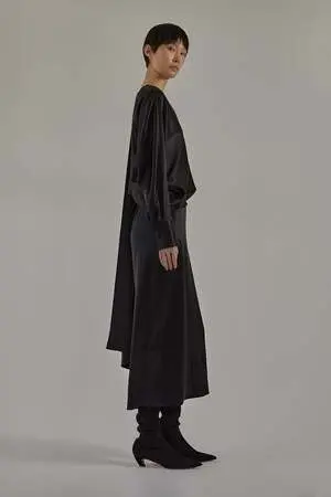 HEIRLOME Carmen Dress In Silk Satin With Asymmetrical Cape