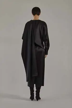 HEIRLOME Carmen Dress In Silk Satin With Asymmetrical Cape
