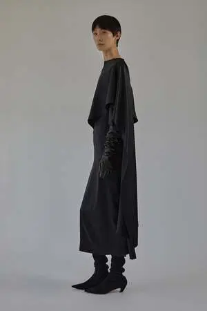 HEIRLOME Carmen Dress In Silk Satin With Asymmetrical Cape