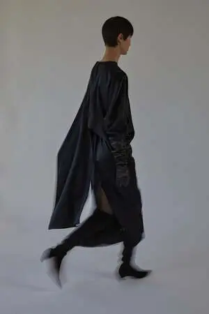 HEIRLOME Carmen Dress In Silk Satin With Asymmetrical Cape