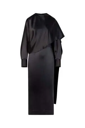 HEIRLOME Carmen Dress In Silk Satin With Asymmetrical Cape