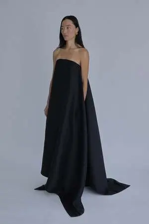 HEIRLOME Wren Strapless Asymmetrical Draped Dress - Black