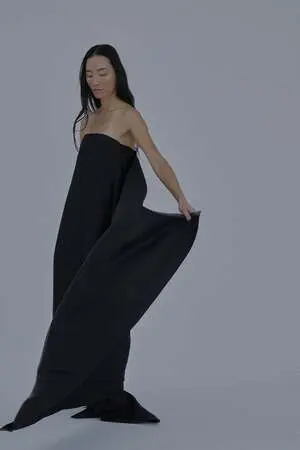 HEIRLOME Wren Strapless Asymmetrical Draped Dress