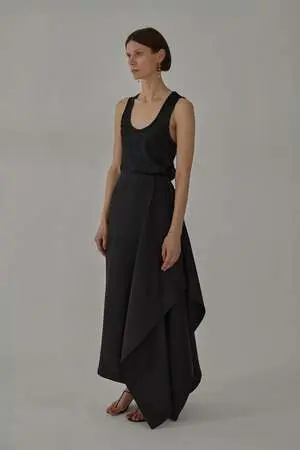 HEIRLOME Mel Asymmetrical Draped Skort In Italian Silk Shantung
