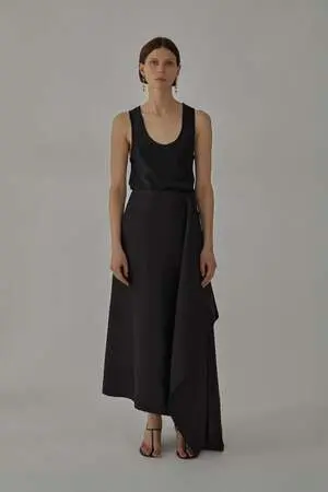 HEIRLOME Mel Asymmetrical Draped Skort In Italian Silk Shantung