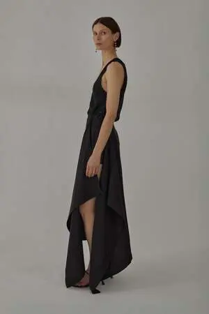 HEIRLOME Mel Asymmetrical Draped Skort In Italian Silk Shantung