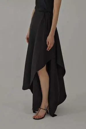 HEIRLOME Mel Asymmetrical Draped Skort In Italian Silk Shantung