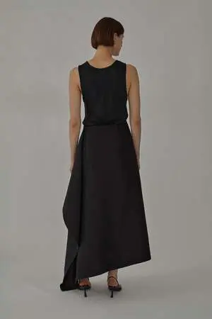 HEIRLOME Mel Asymmetrical Draped Skort In Italian Silk Shantung