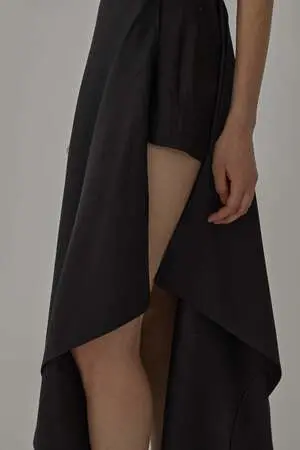HEIRLOME Mel Asymmetrical Draped Skort In Italian Silk Shantung